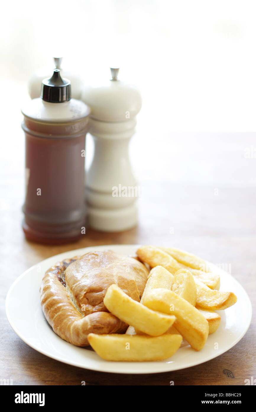 Authentic Fresh Cornish Meat And Vegetable Pasty With Chips And No ...