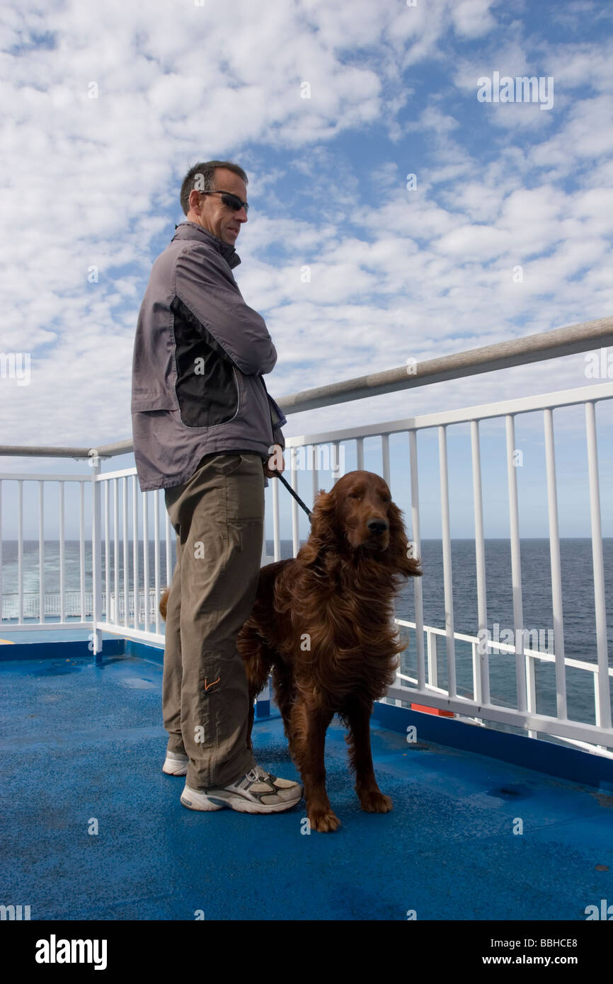 Dog on ferry from Spain to UK Stock Photo - Alamy