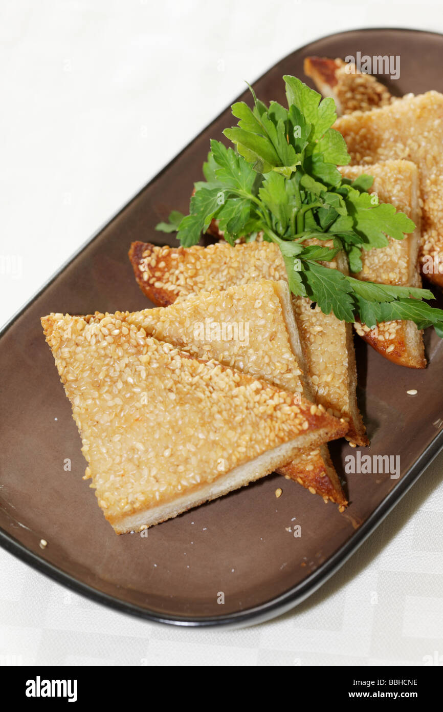 Authentic Chinese Style Sesame Prawn Toast Against A White Background ...