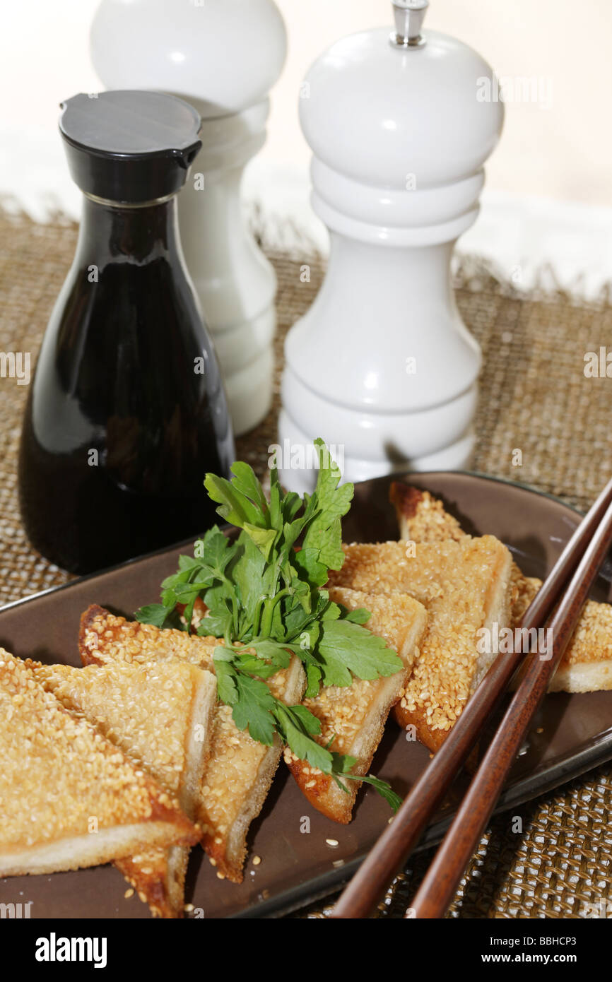 Authentic Chinese Style Sesame Prawn Toast Against A White Background ...
