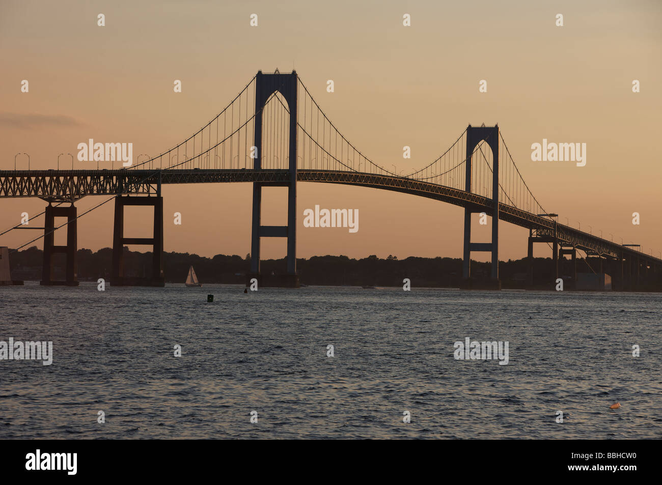 The Newport Pell bridge at twilight Stock Photo - Alamy