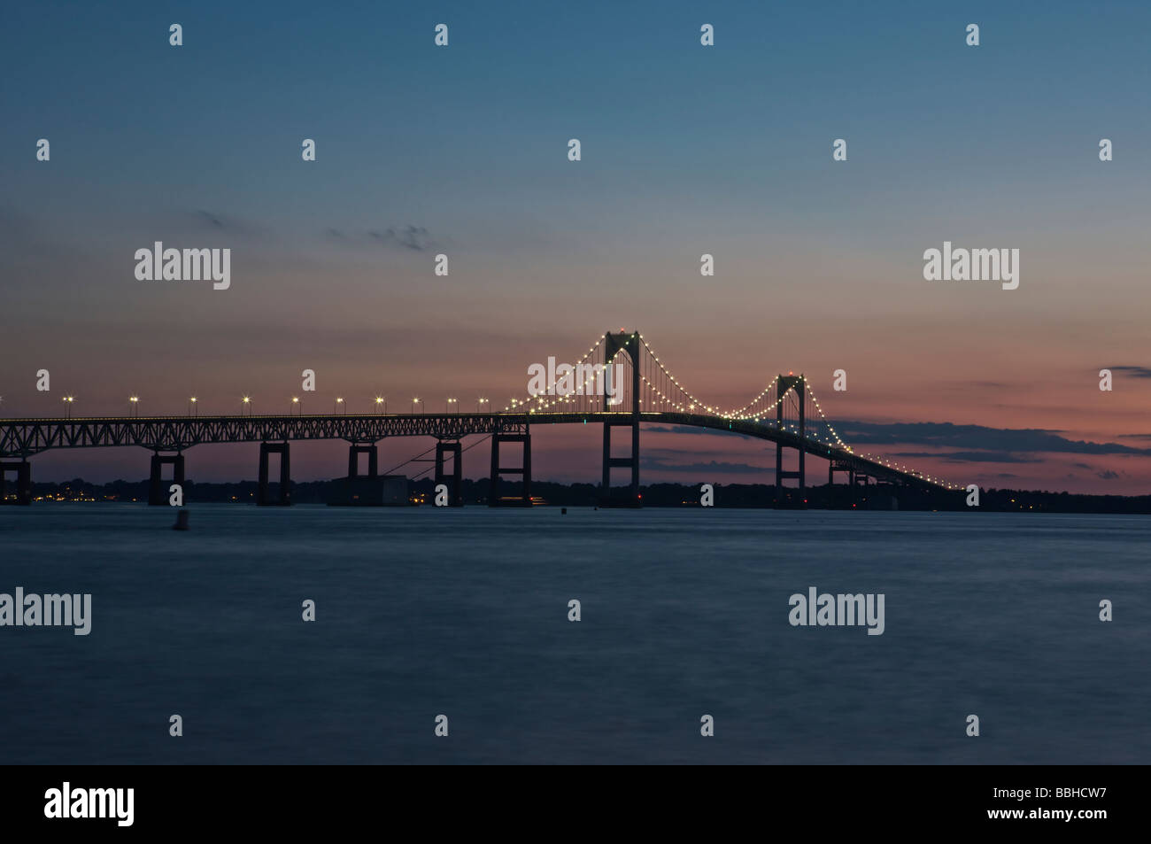 The Newport Pell bridge at twilight Stock Photo - Alamy