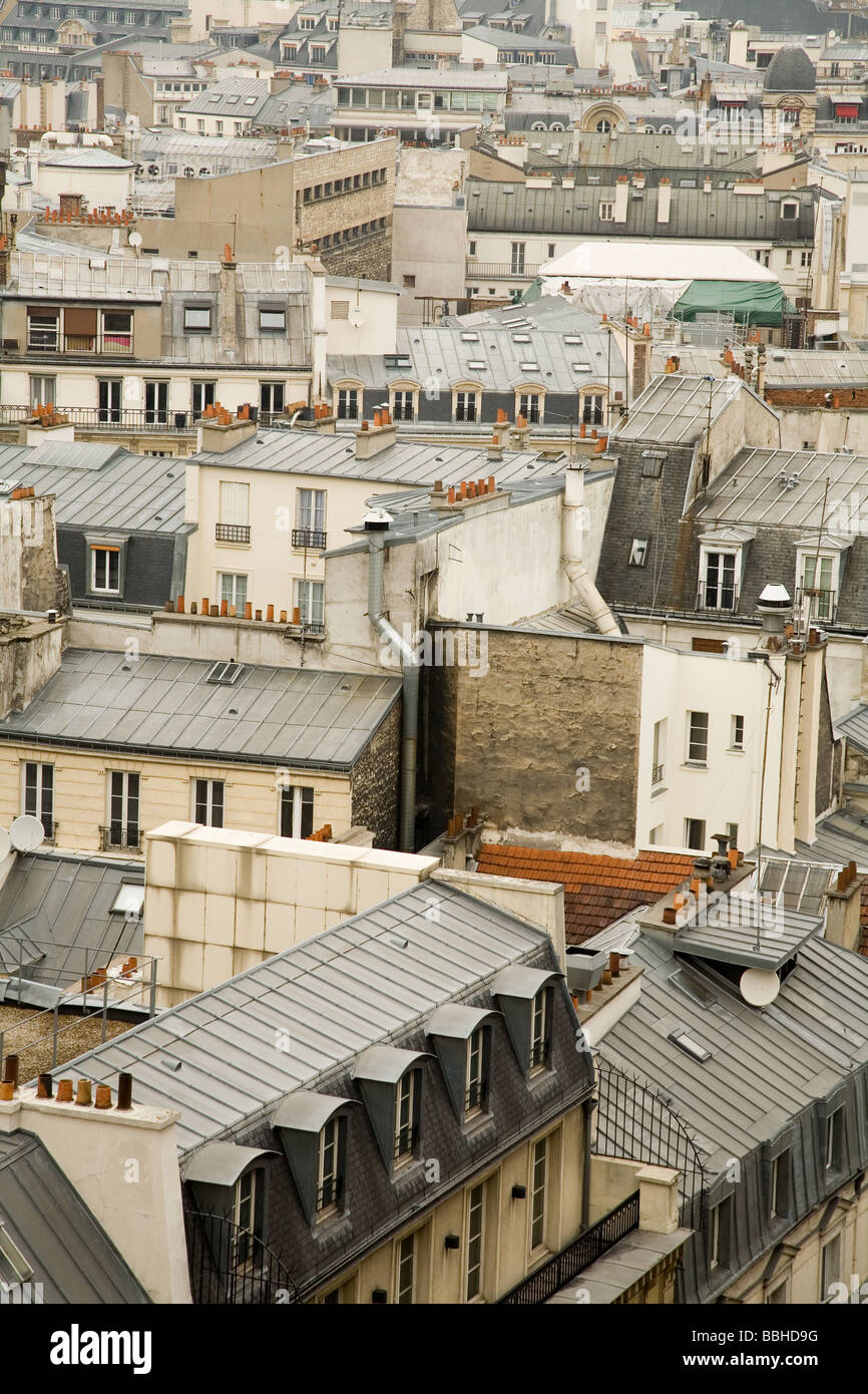 The rooftops of central Paris France Stock Photo - Alamy