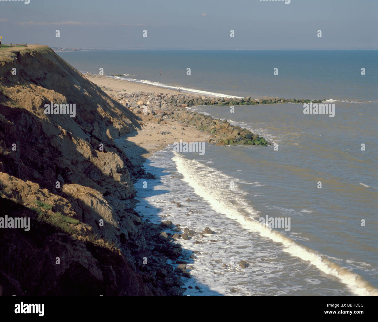 Coastal erosion and defence; cliffs at Mappleton, near Hornsea, East ...