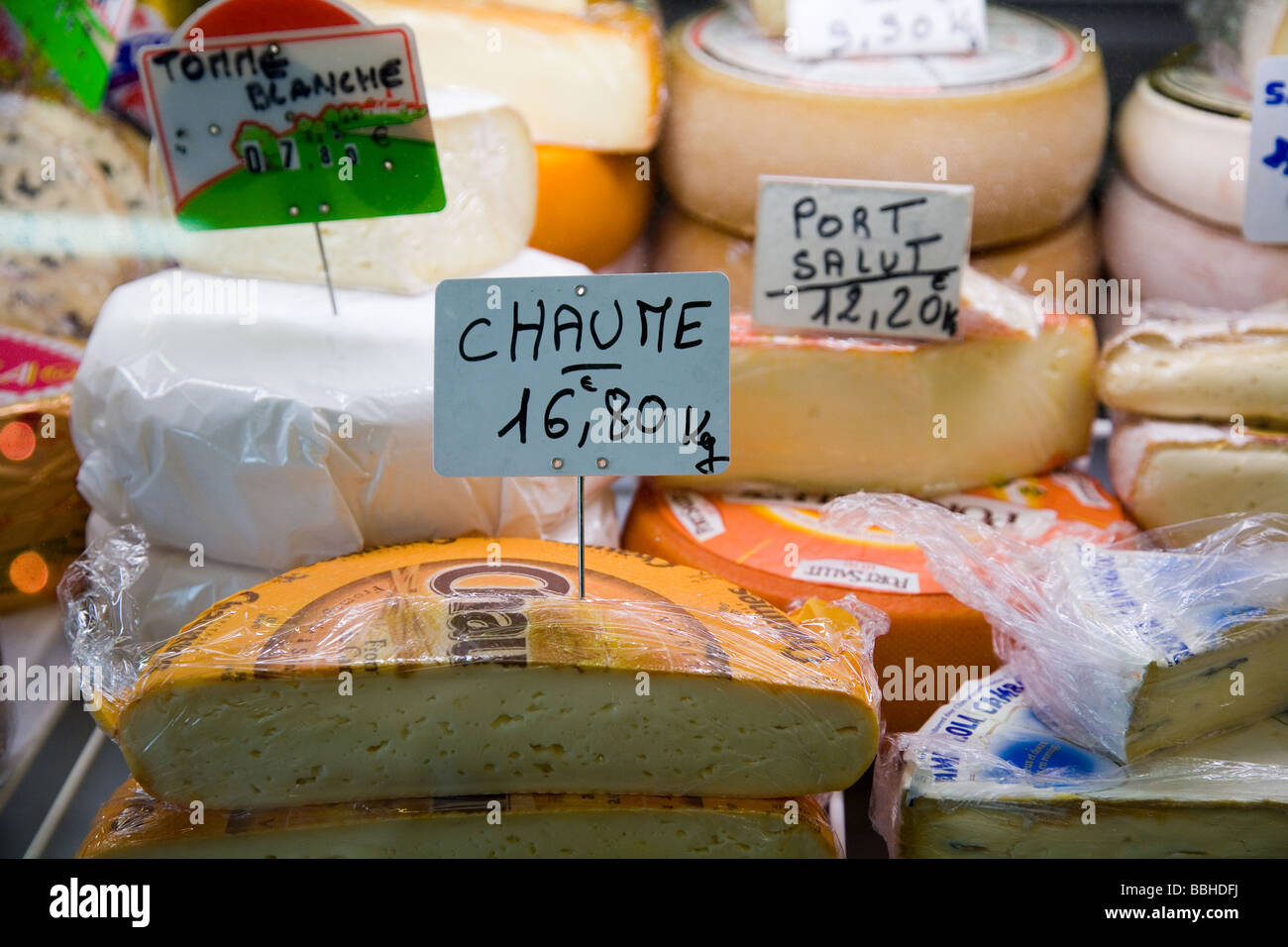Cheese on display at market in Bordeaux France Stock Photo - Alamy