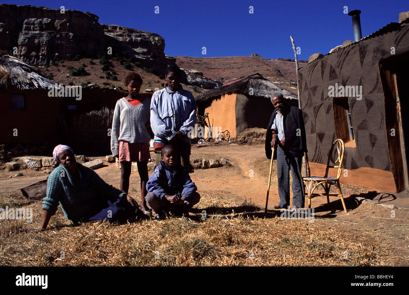 Basotho men at a homestead near Clarens Freestate South Africa Stock ...