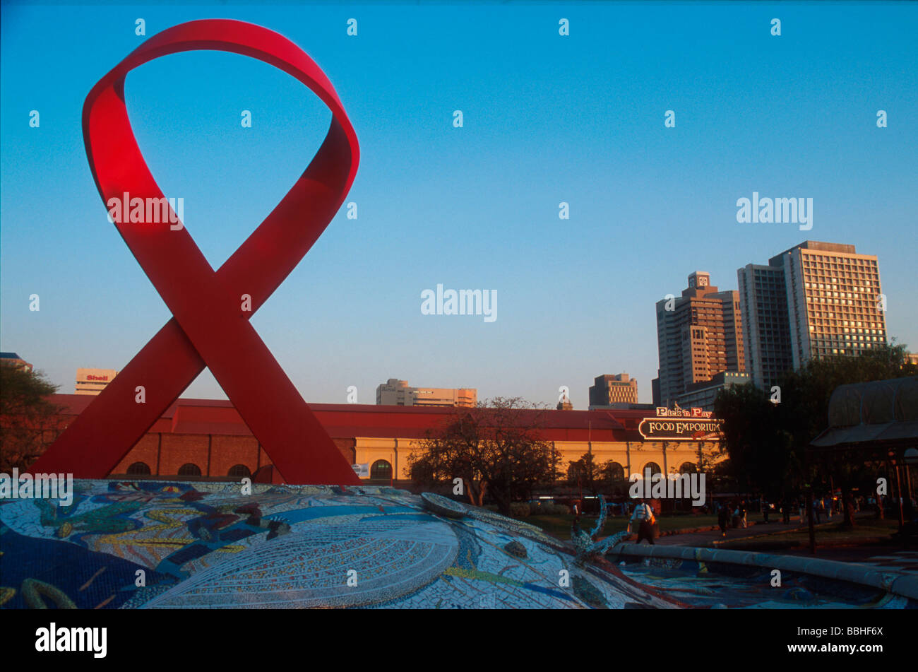AIDS ribbon statue erected near the International Convention Centre for ...