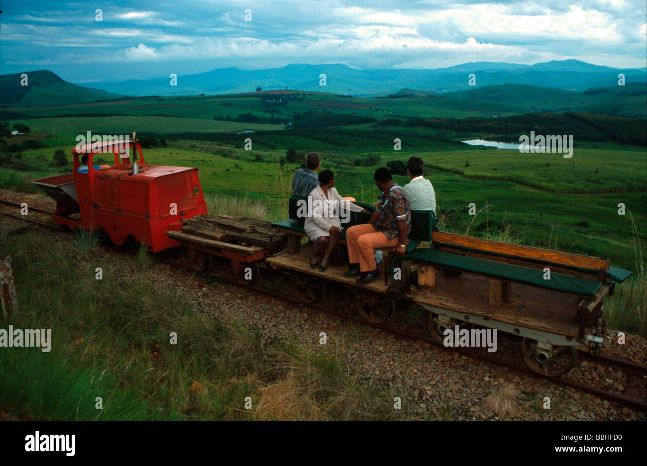 Travelling along the historic narrow gauge line the hills drop away ...