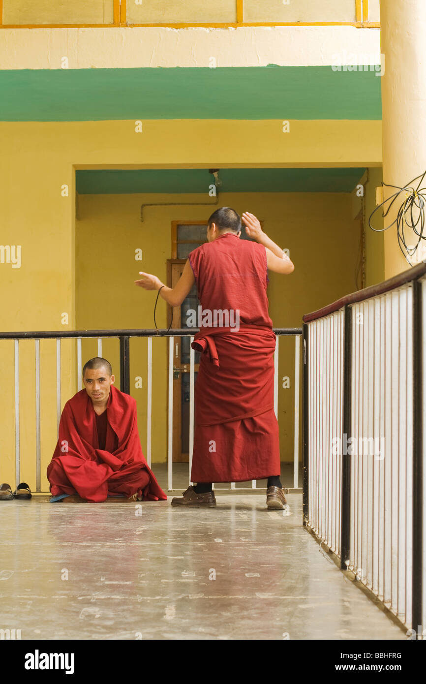Tibetan buddhist monks debating at the Tsuglagkhang Temple complex ...