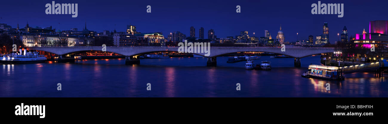 London skyline waterloo bridge night hi-res stock photography and ...