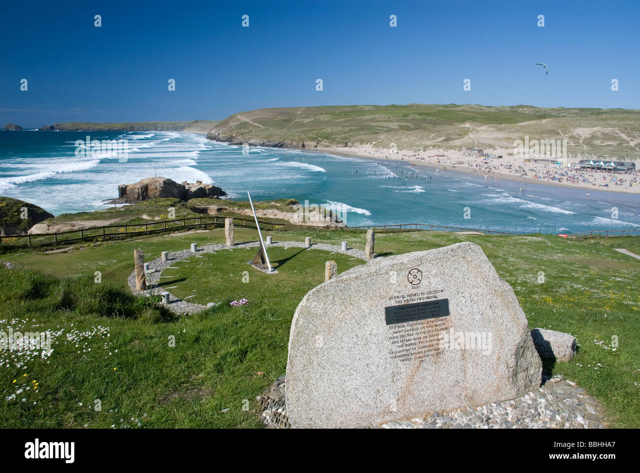 The Droskyn Millennium Sundial at Perranporth Cornwall UK Stock Photo ...