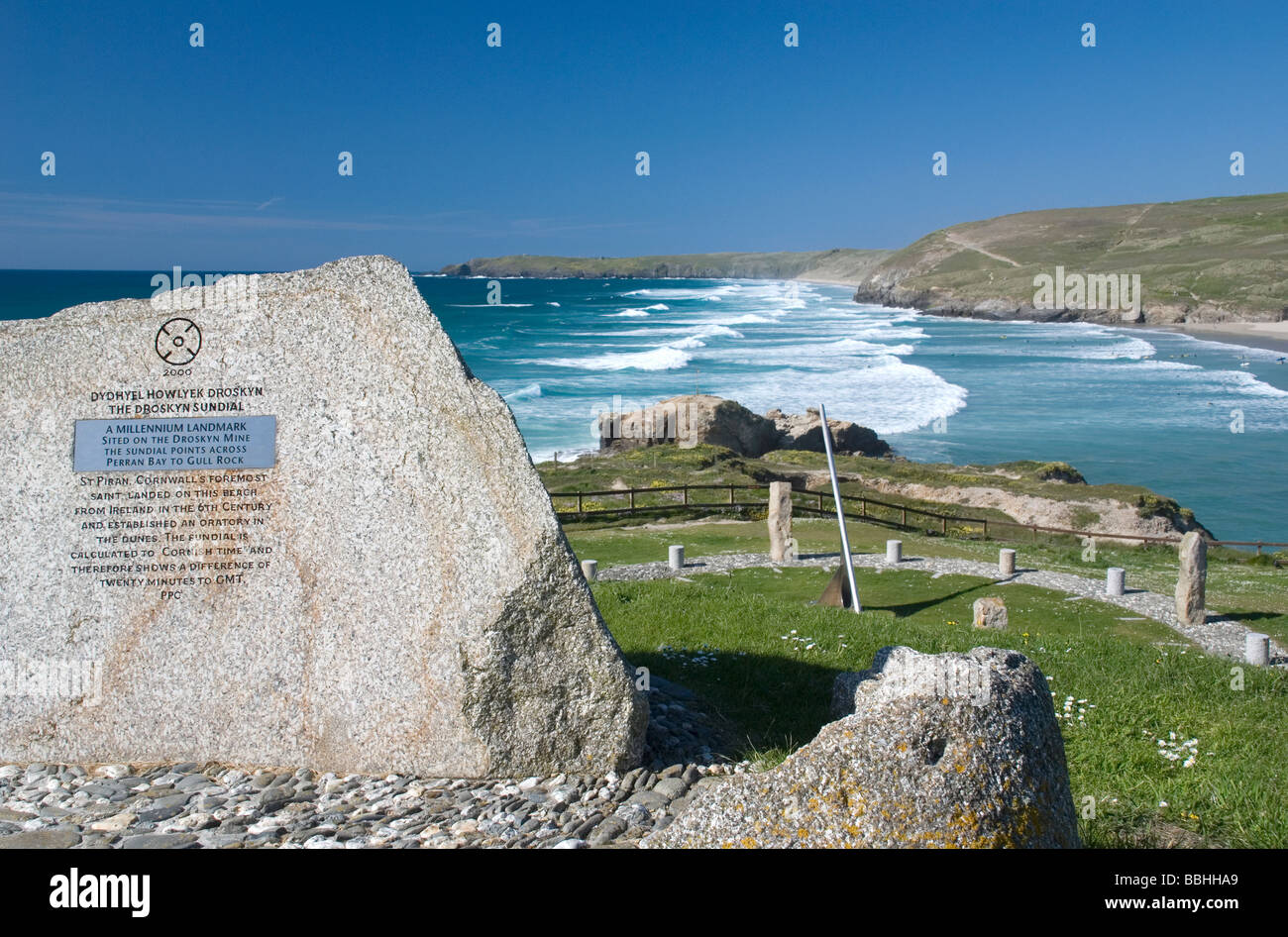 The Droskyn Millennium Sundial at Perranporth Cornwall UK Stock Photo ...
