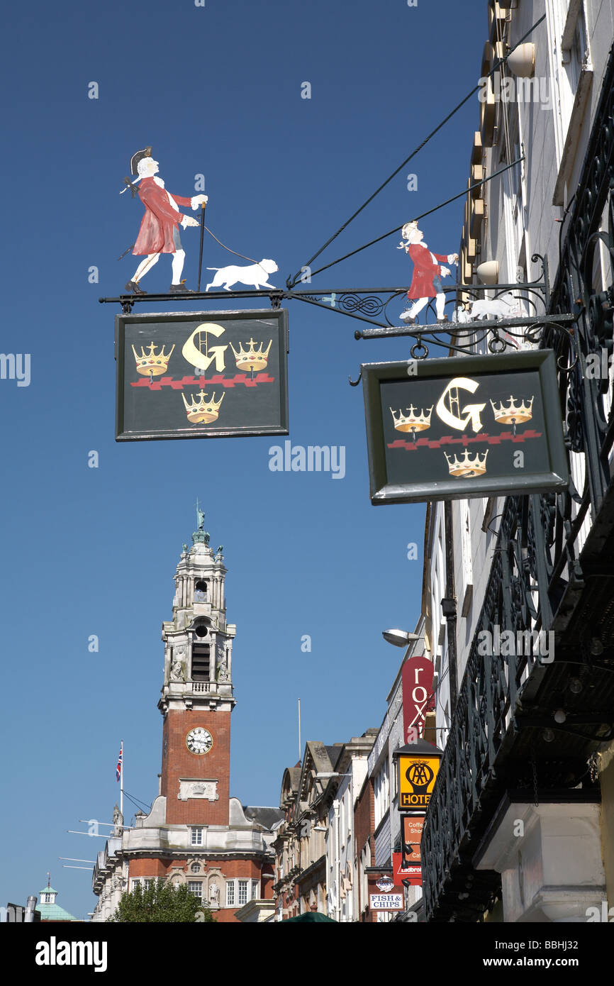 England Essex Colchester view of High Street and Town Hall George Hotel ...