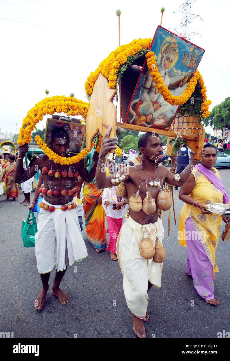 DURBAN SOUTH AFRICA Hindu devotees walk in a state of trance as after ...