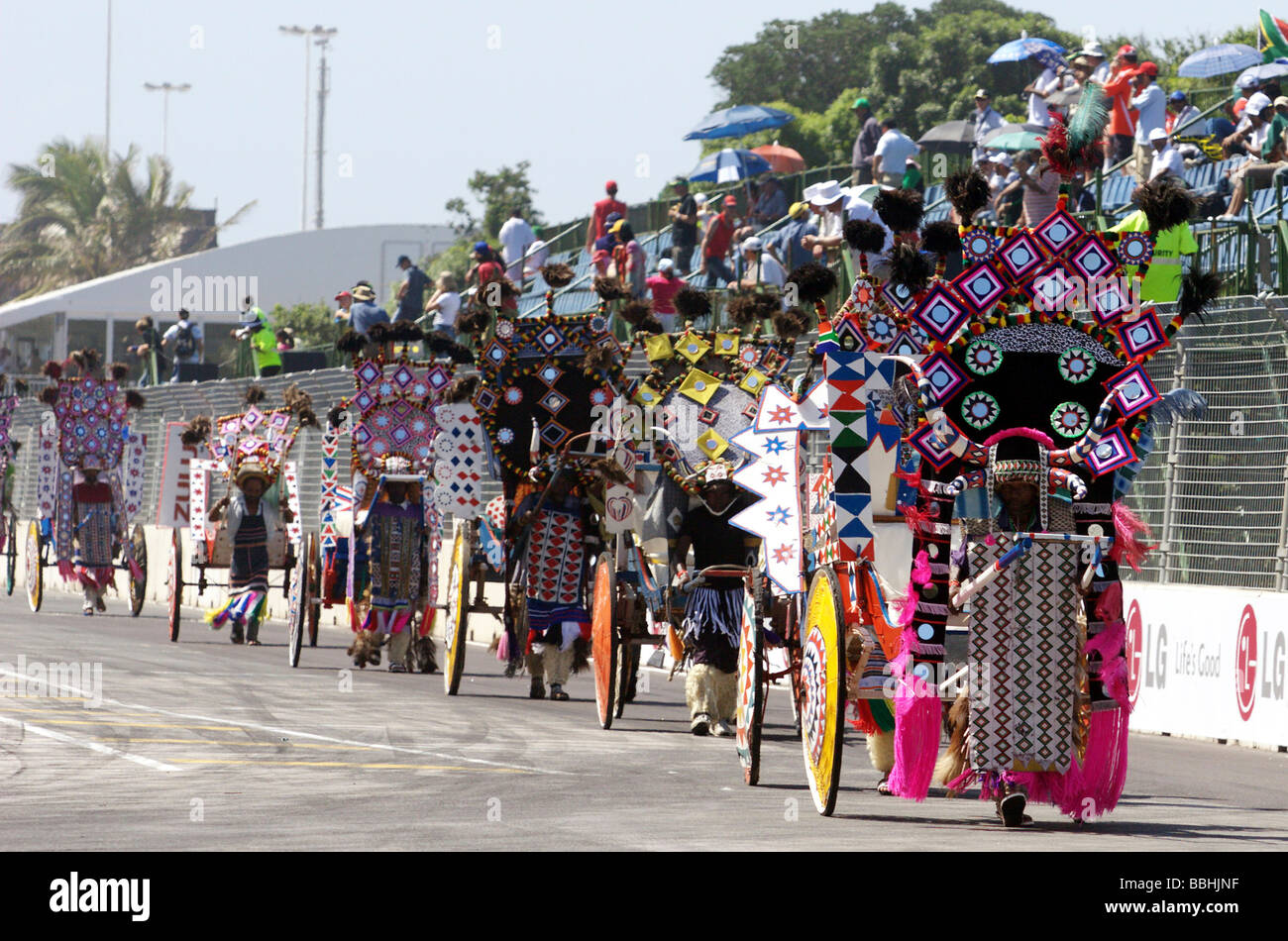 Durban rickshaw pulllers parade at the opening of the A 1 Grand Prix ...