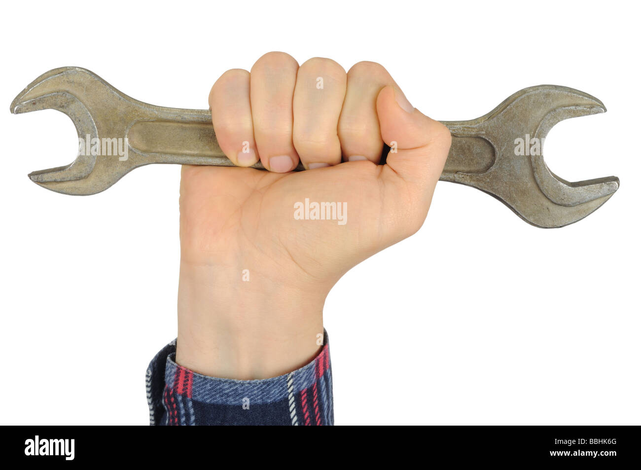 Hand with Spanner Stock Photo - Alamy