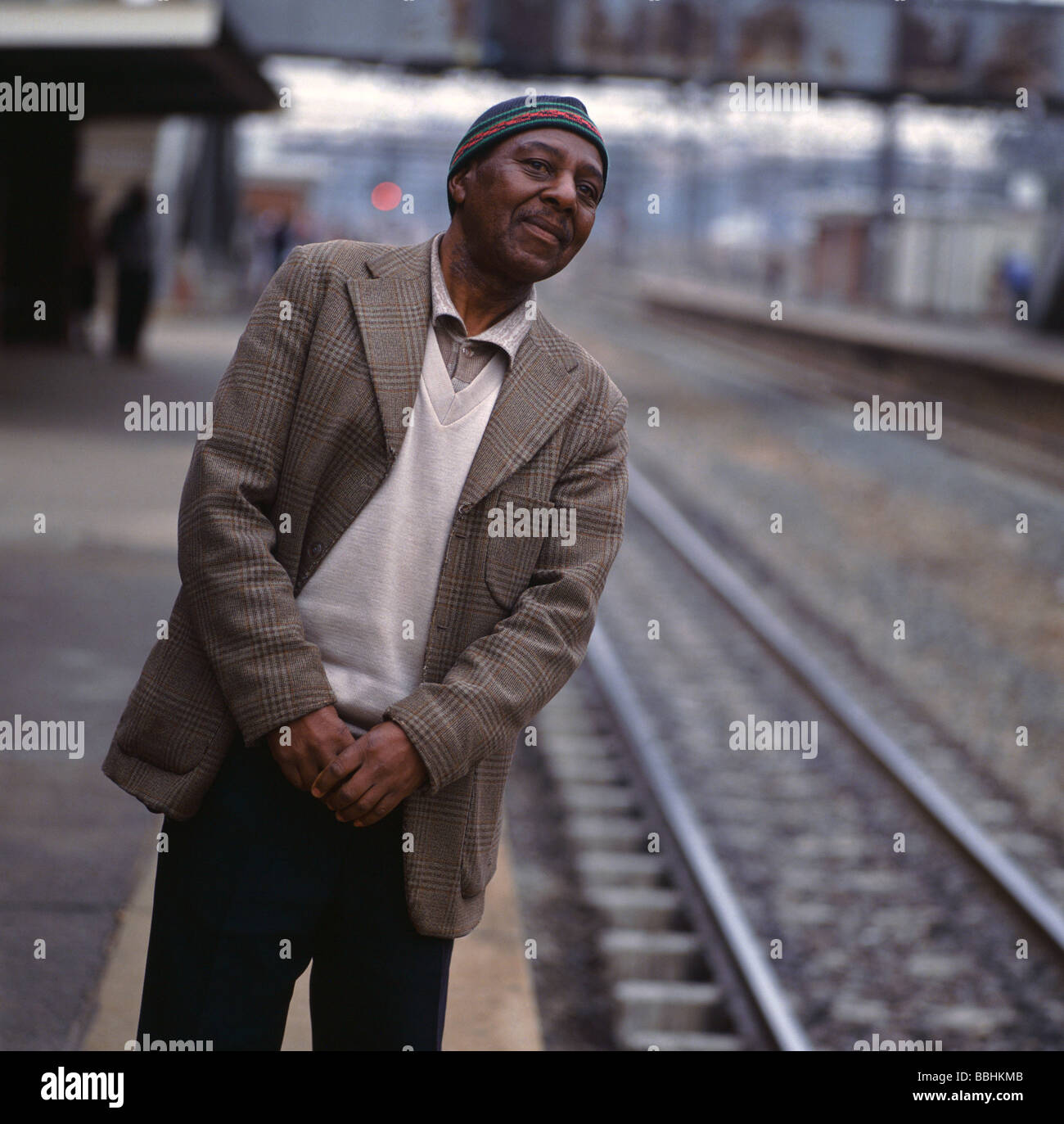 Man waiting at a train station Soweto South Africa Stock Photo - Alamy