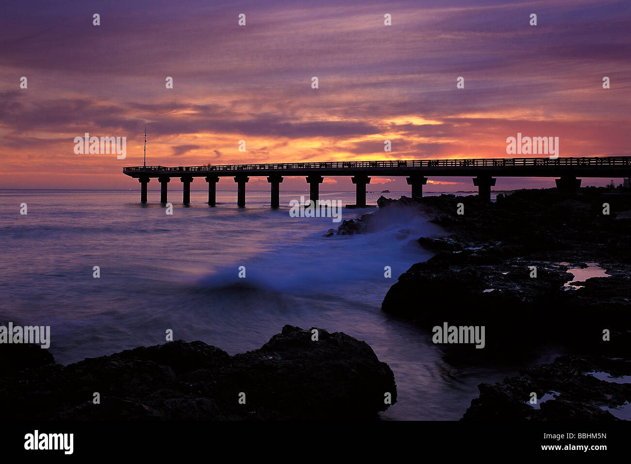SHARK ROCK PIER AT SUNRISE Stock Photo - Alamy