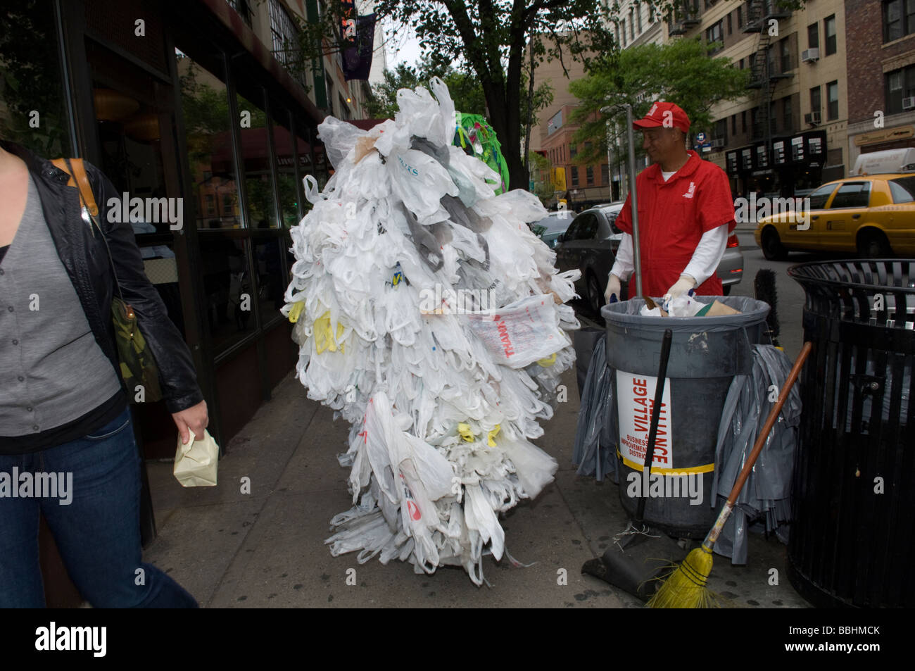 The Plastic Bag Monster marches through the streets of the East Village ...