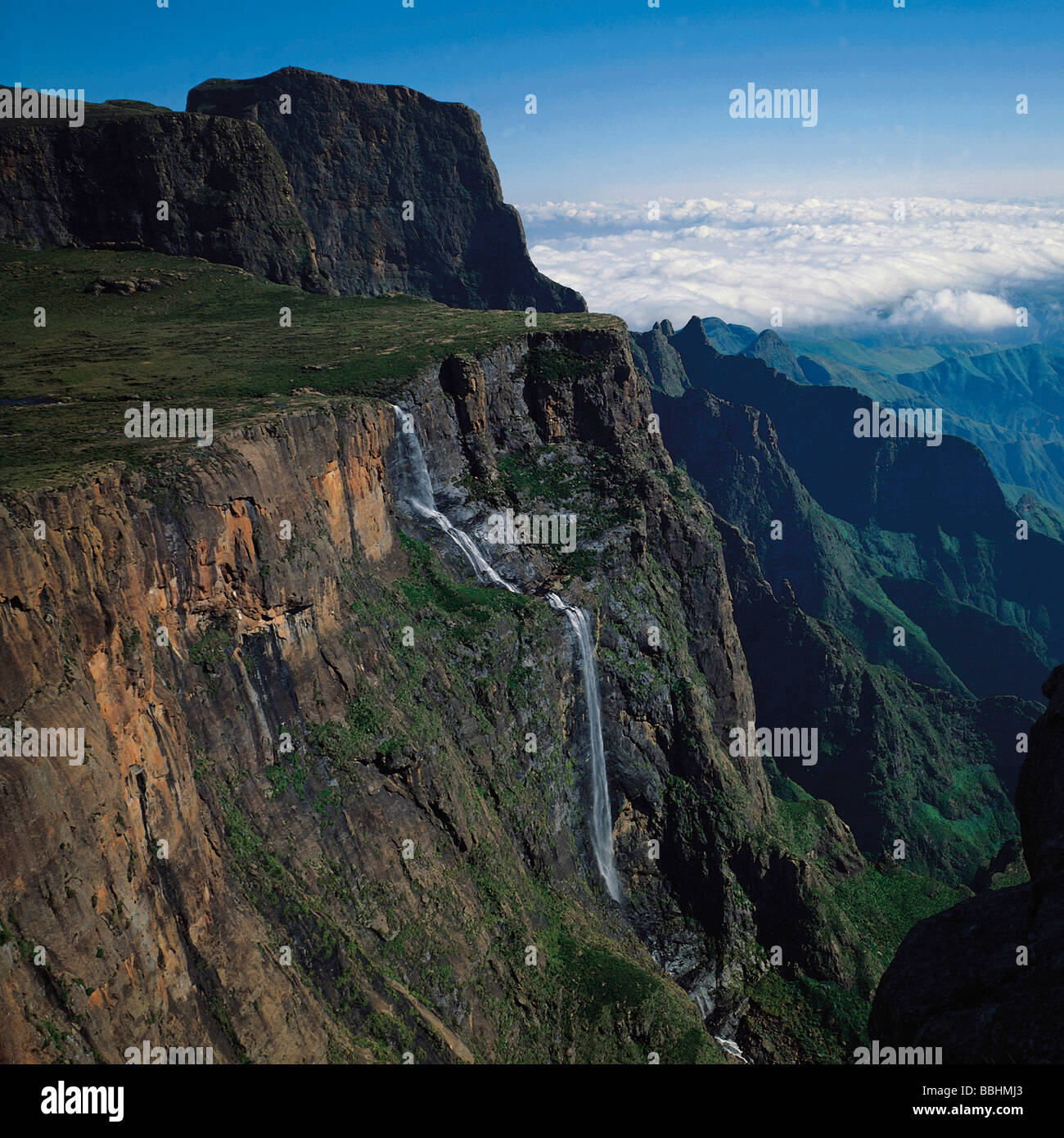 The Thukela falls are the second higest in the world and rises on the ...