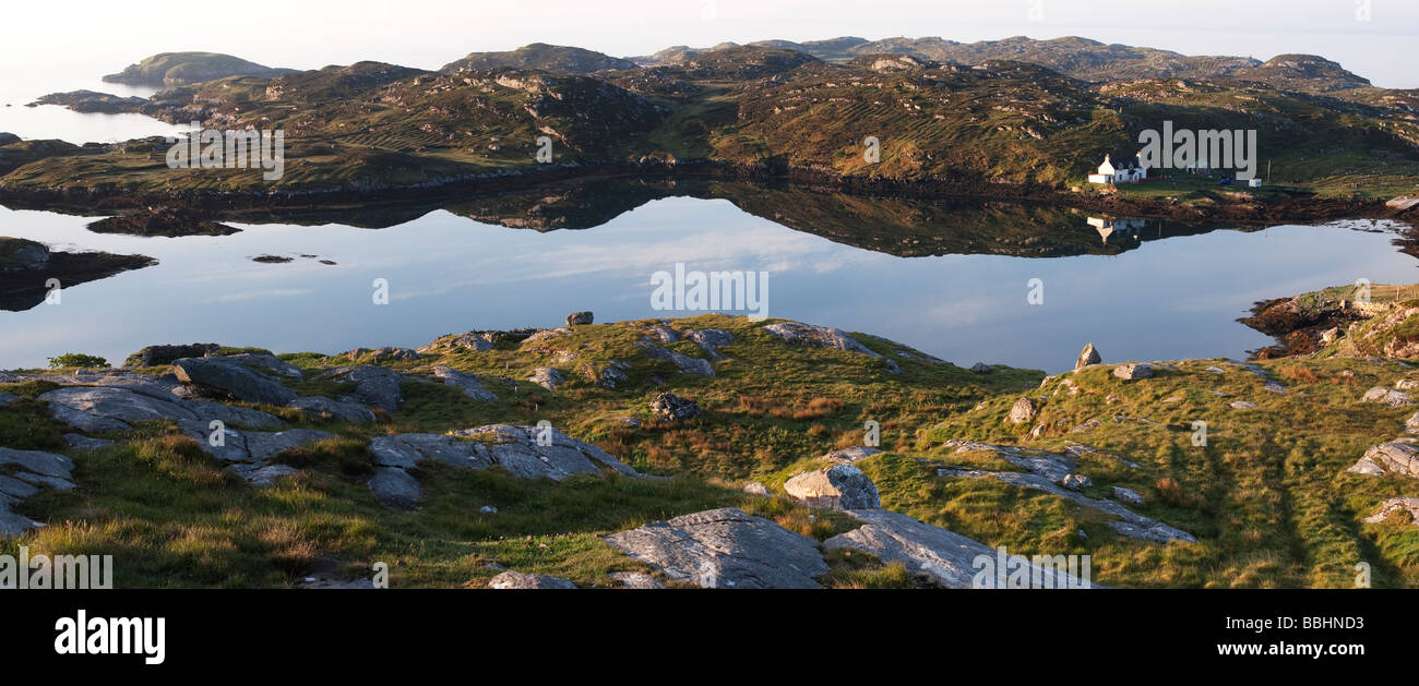 Isle of Harris still ocean loch reflections, Outer Hebrides, Scotland ...