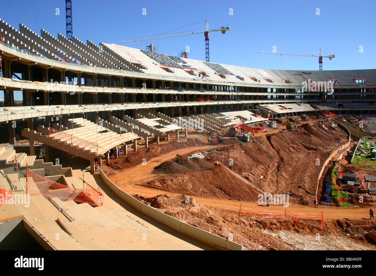 The construction site of Soccer City outside Soweto South Africa where ...