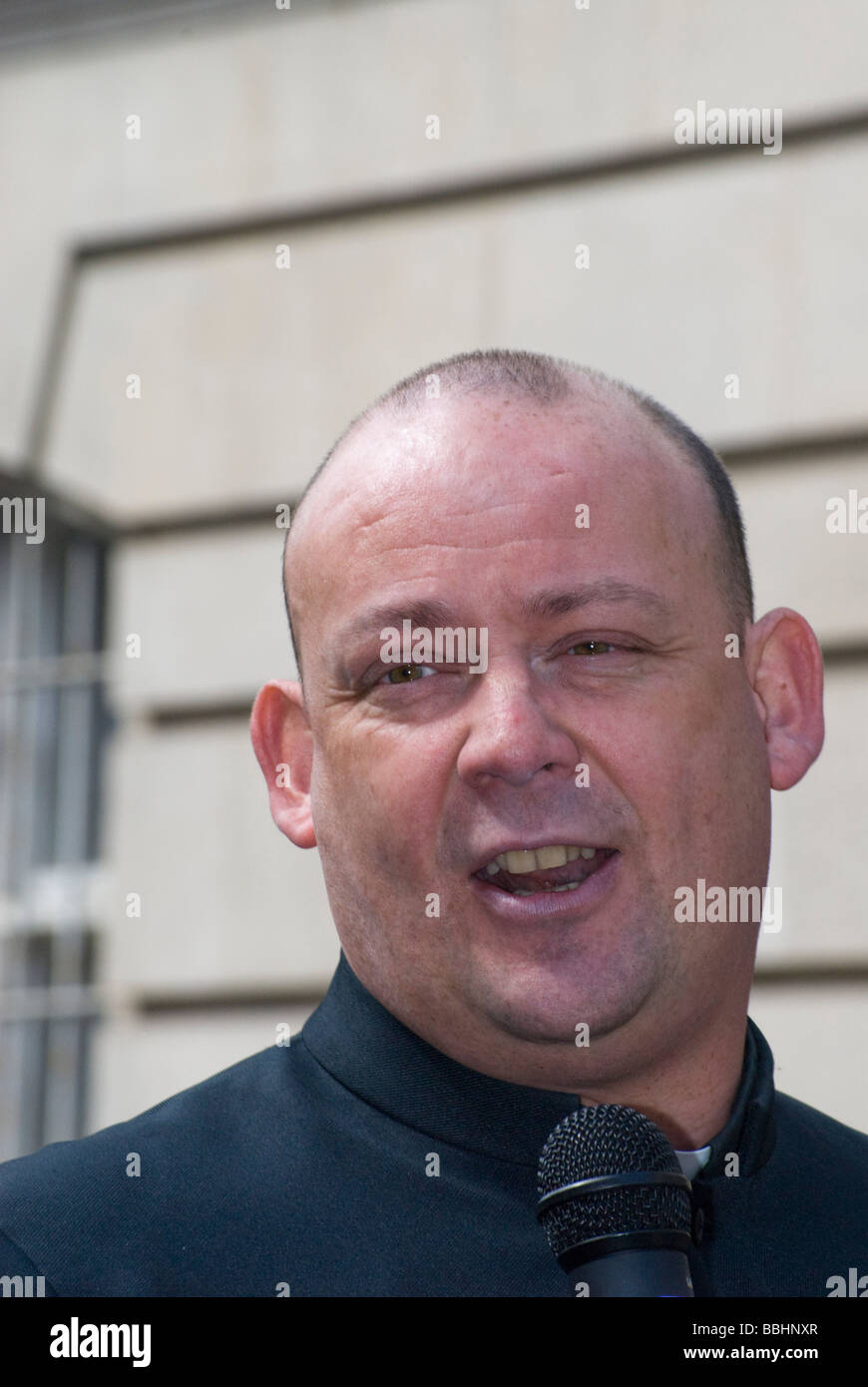 Giles Fraser, Vicar of Putney speaks at demonstration at Sudanese ...