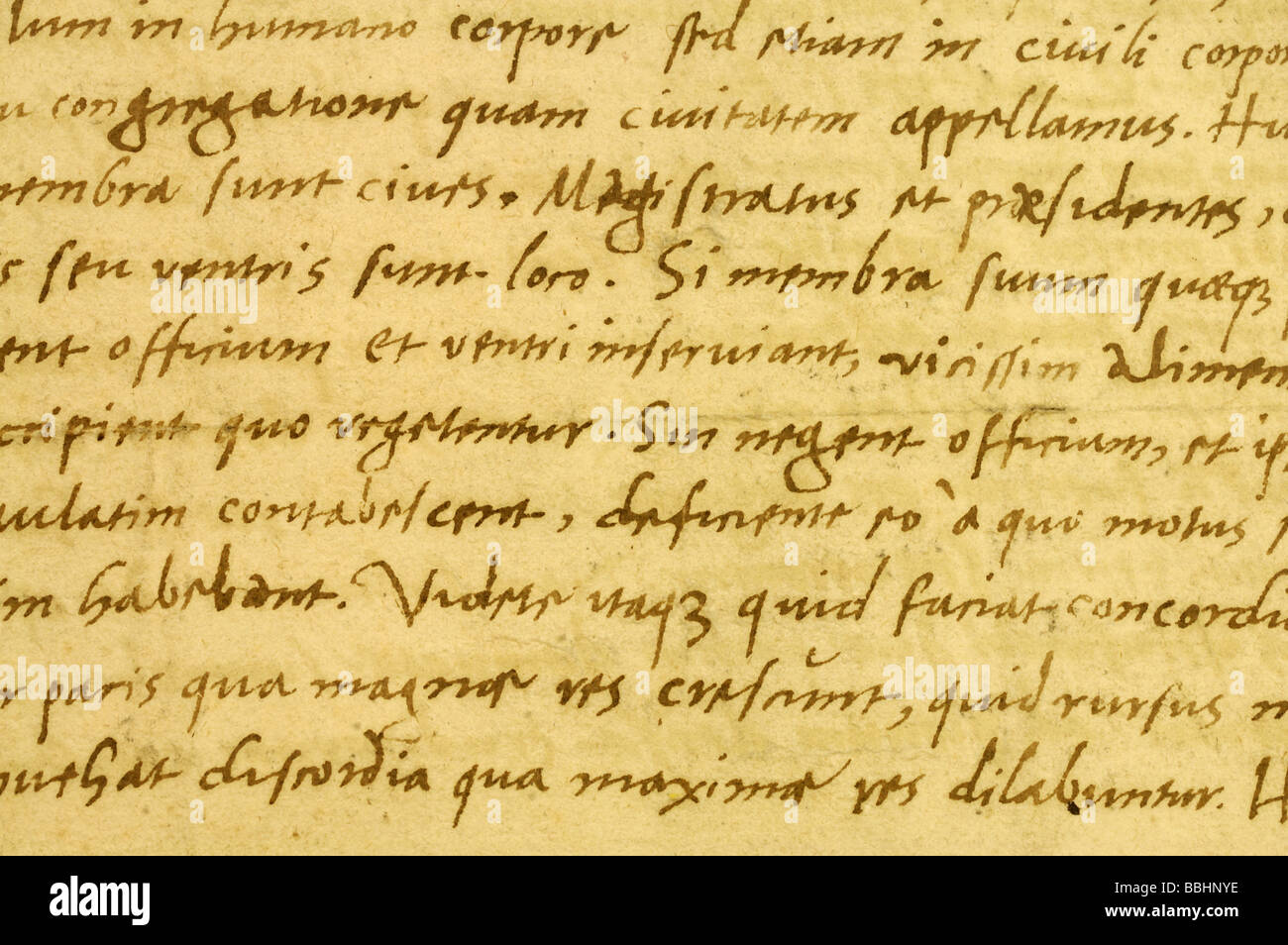 Ancient handwritten text in the Sélestat Humanist Library France Stock ...