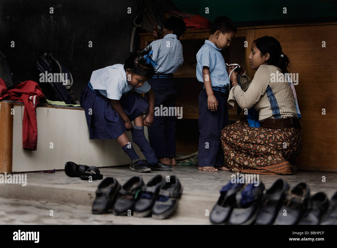 Getting dressed school uniform hi-res stock photography and images - Alamy