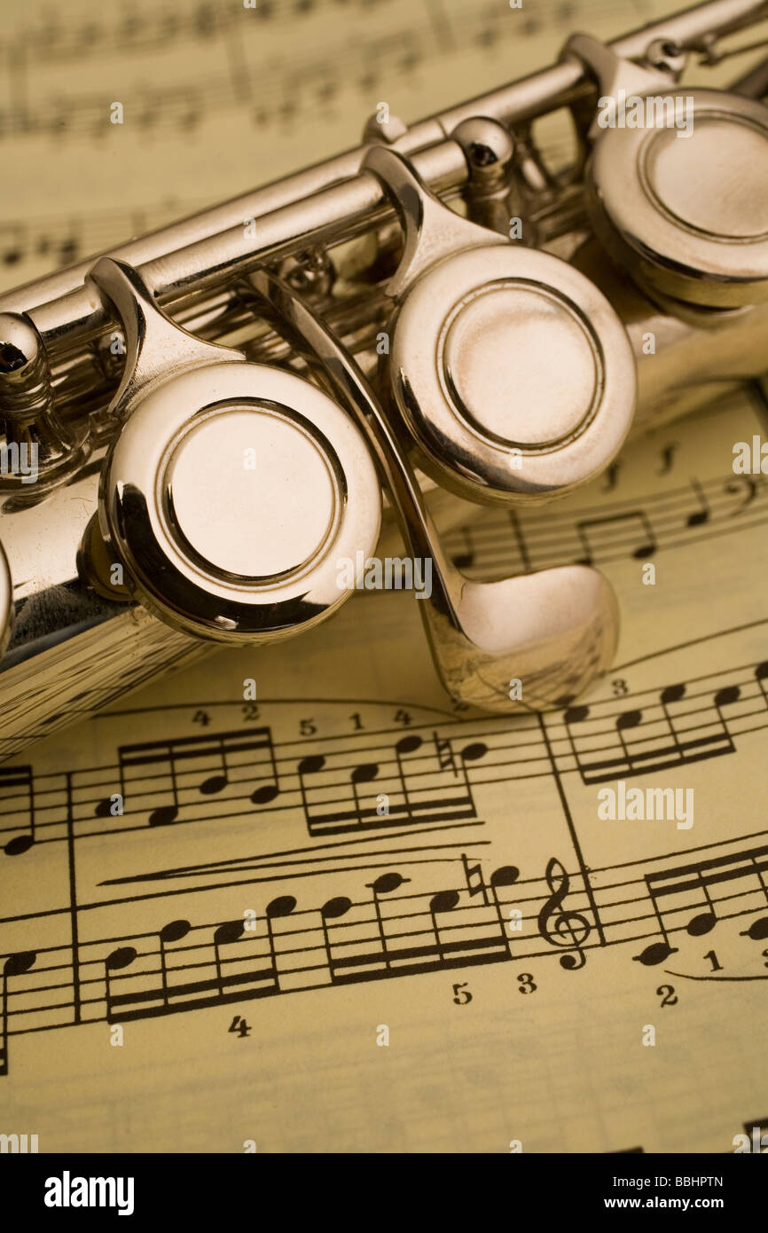 flute score classic music Stock Photo - Alamy