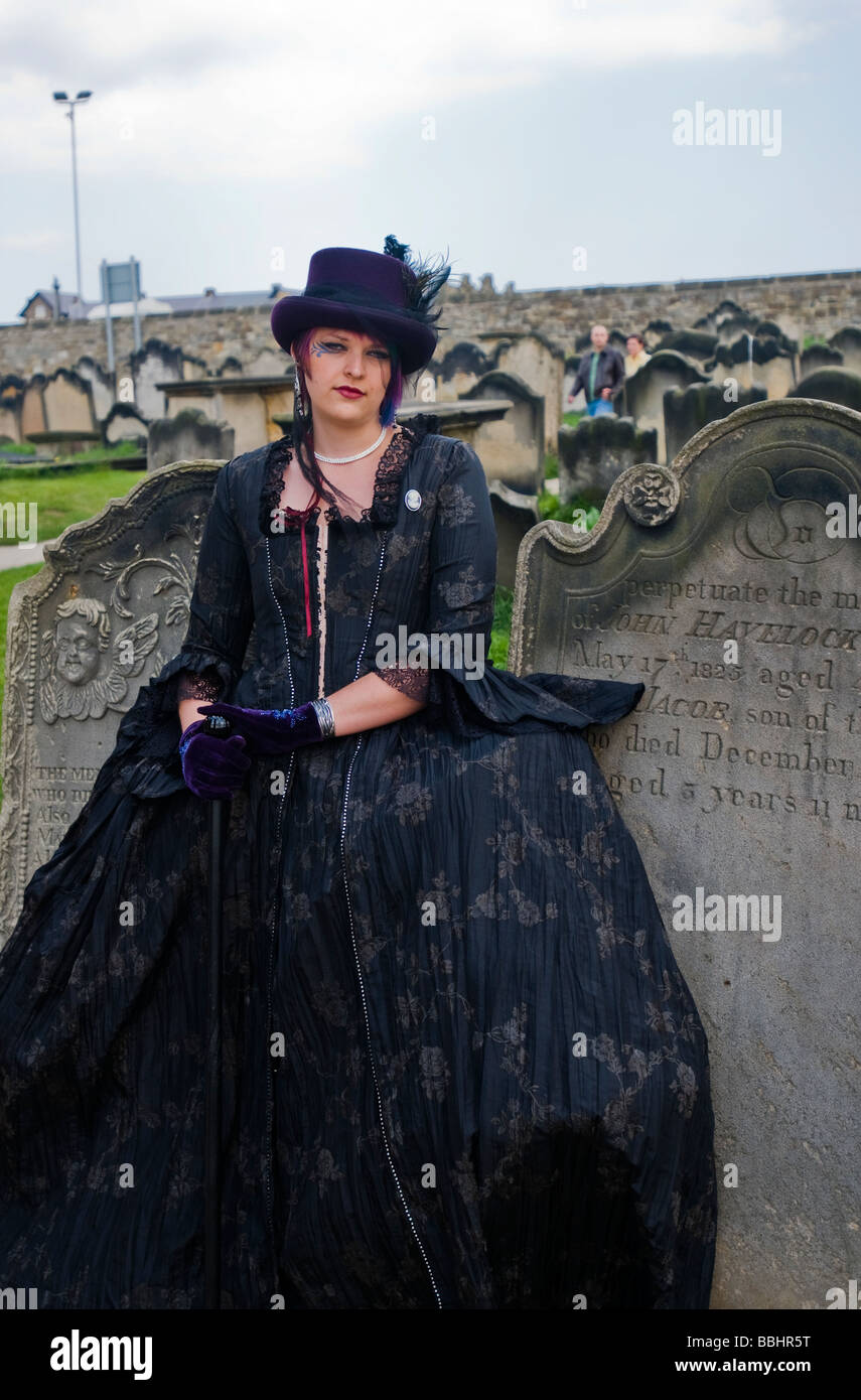 A Goth in the grounds of St Mary's Church, Whitby during the Whitby ...