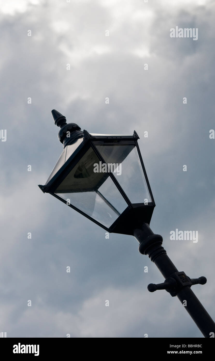 A mock gas lamp post outside the grounds of St Mary's Church, Whitby ...