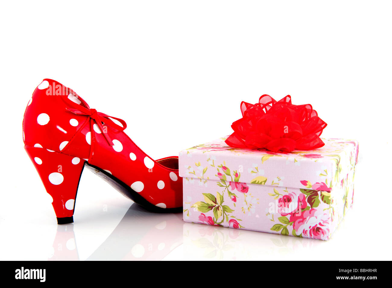 shoe with luxury wrapped present Stock Photo - Alamy