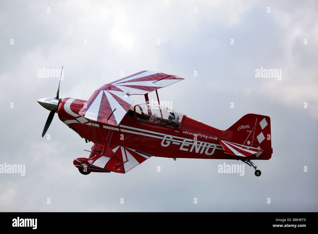 A Pitts S2C Aviat bi plane flies in the sky above England Stock Photo ...