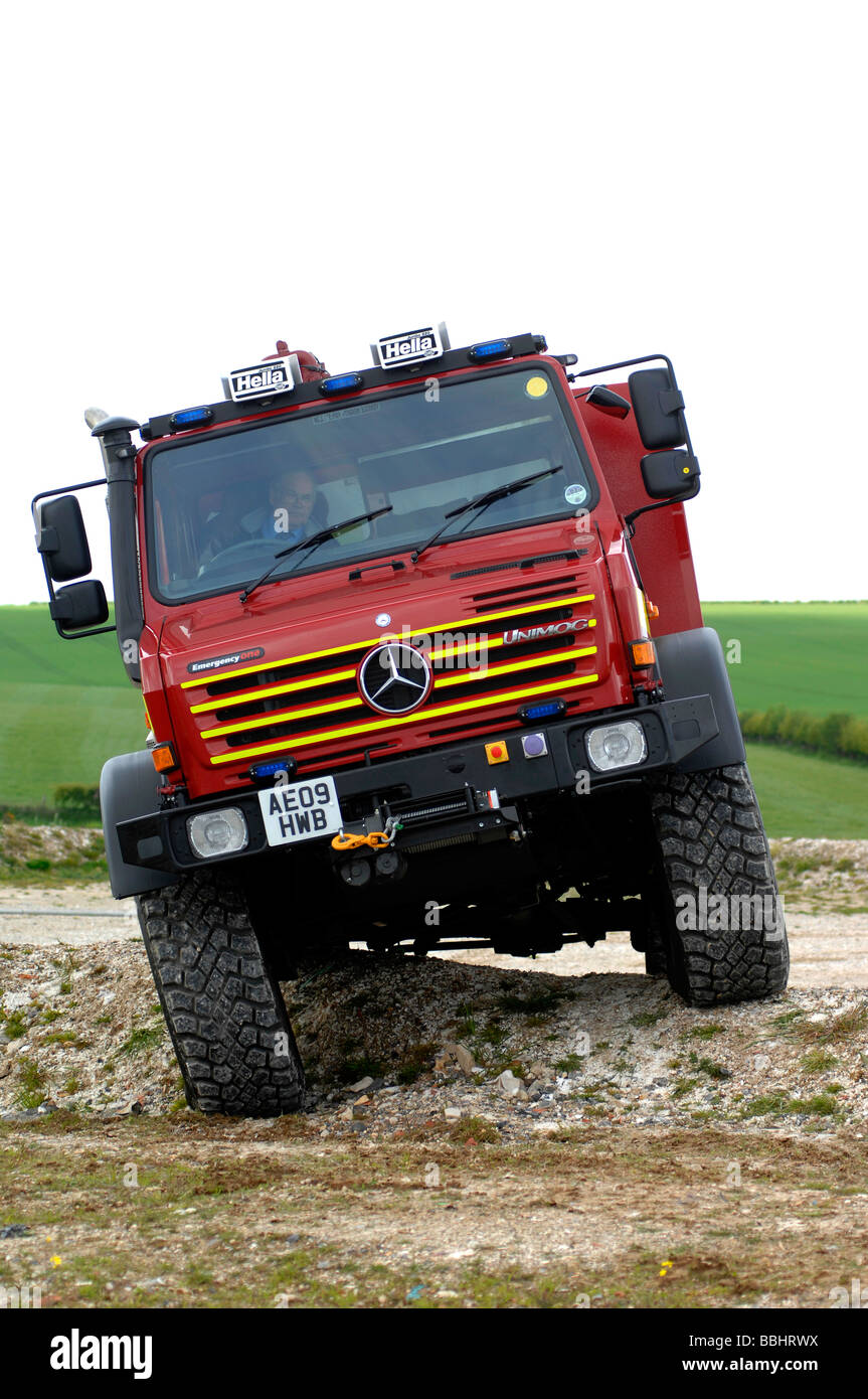 Unimog used by the "fire service", Britain UK Stock Photo - Alamy