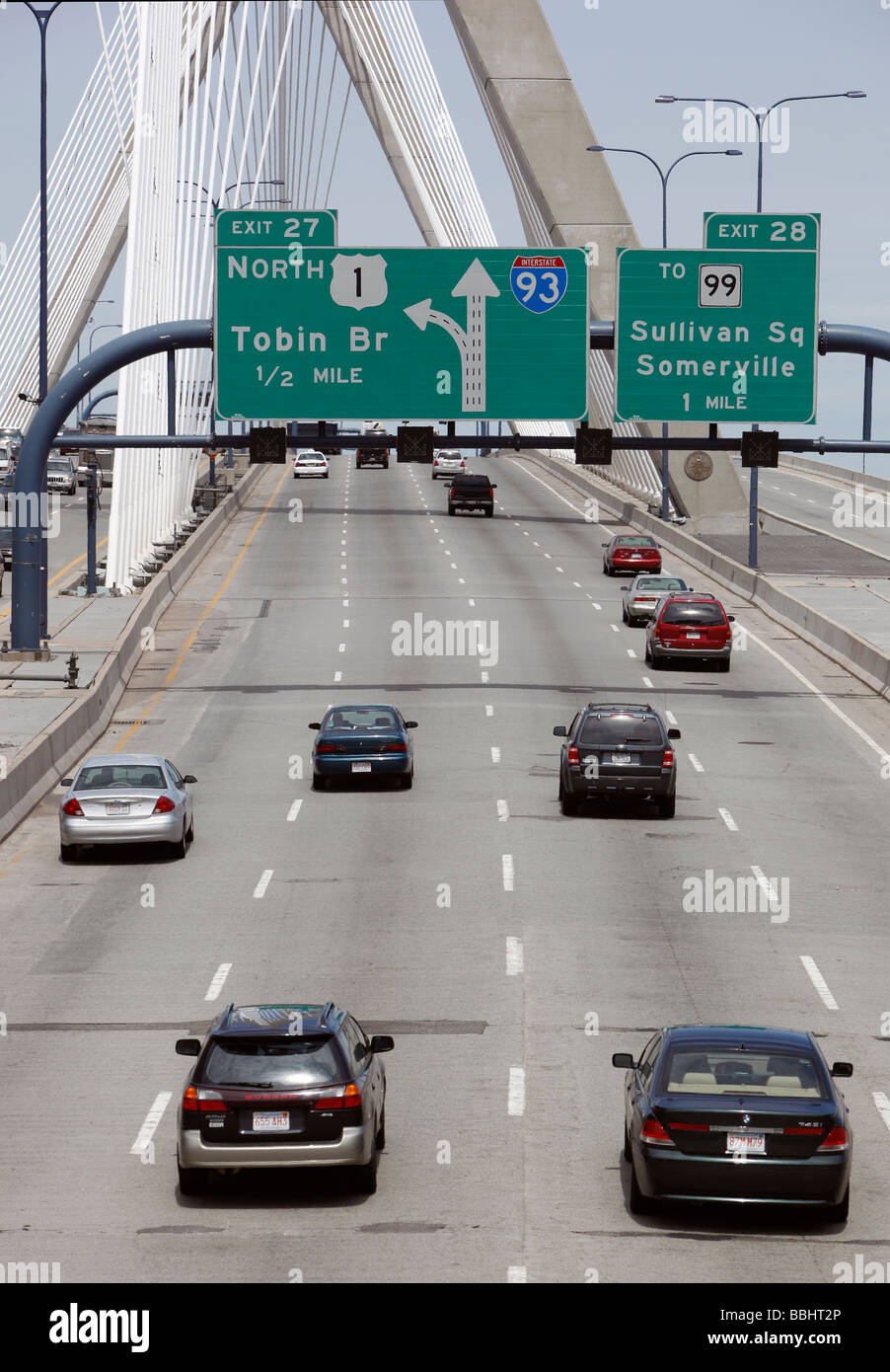 Interstate 93 over the Zakim Bunker Hill Bridge, Boston, Massachusetts ...