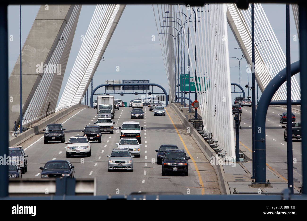 Interstate 93 over the Zakim Bunker Hill Bridge, Boston, Massachusetts ...