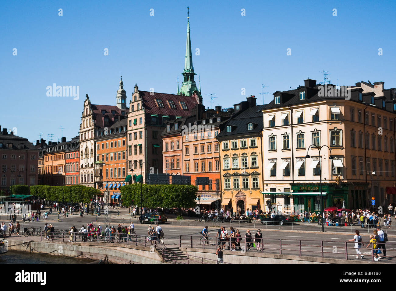 The buildings in Gamla Stan the Old Town of Stockholm with Storkyrkan ...