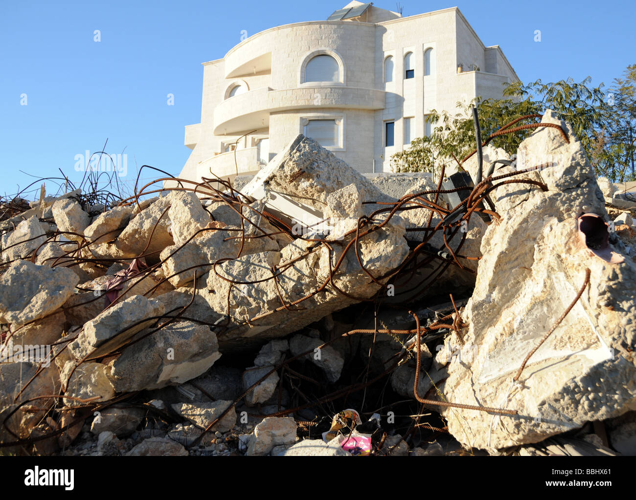 A demolished Arab house in the Jerusalem neighborhood of Beit Hanina ...