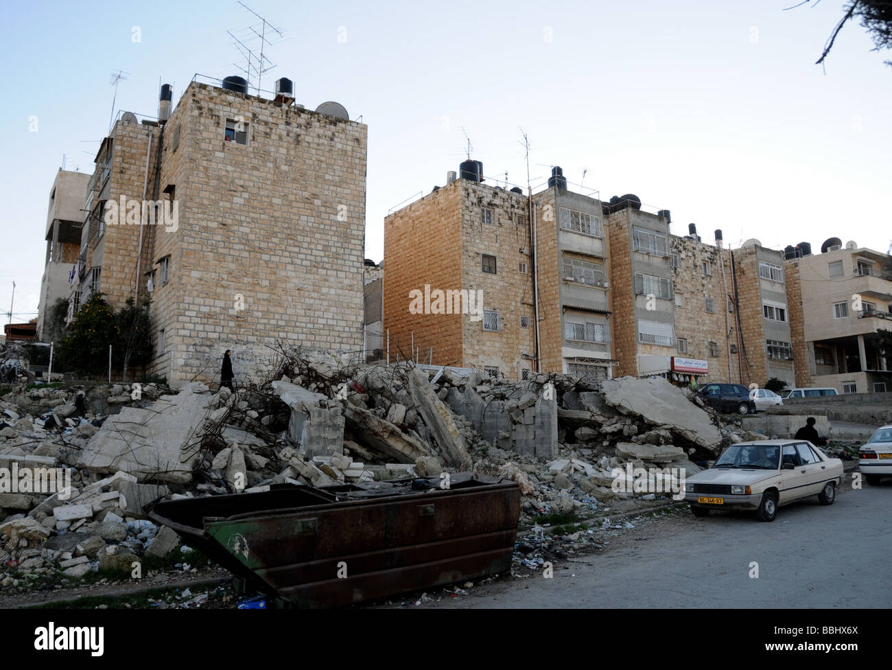 A demolished Arab house in the Jerusalem neighborhood of Beit Hanina ...