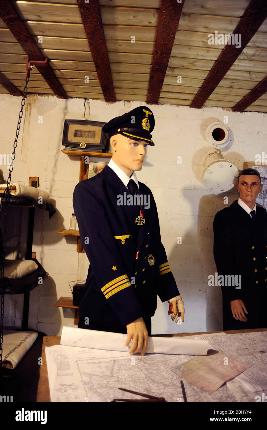 D-Day German officer in German gun battery at Crisbecq Manche Normandy ...