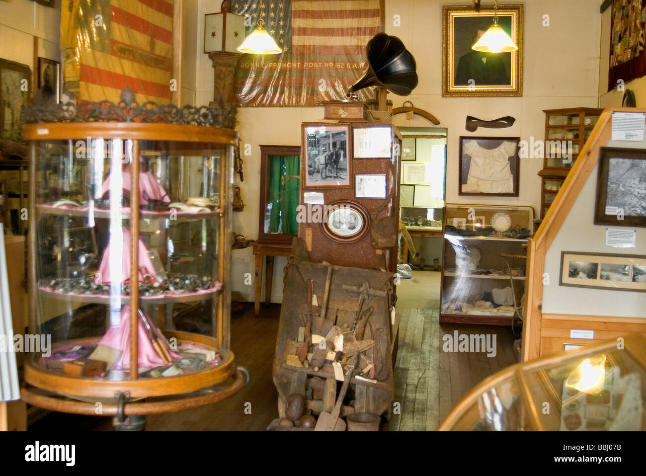 USA California Downieville Gold Rush museum interior 1852 early Chinese ...