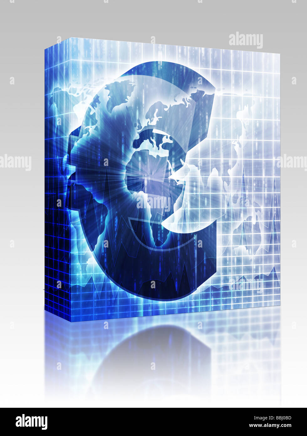 Software package box Euro currency symbol over world map illustration ...