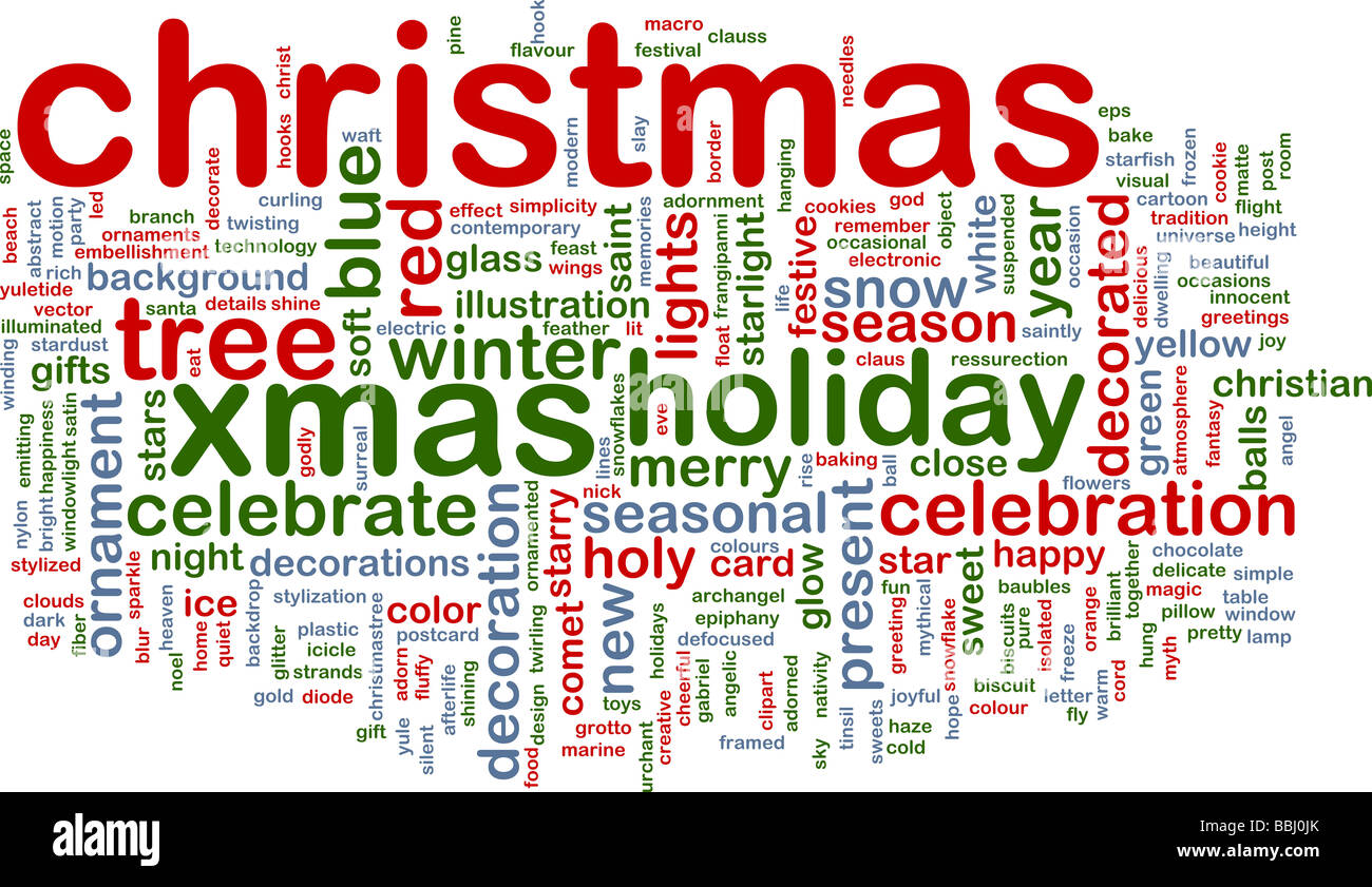 Word cloud concept illustration of christmas xmas Stock Photo - Alamy