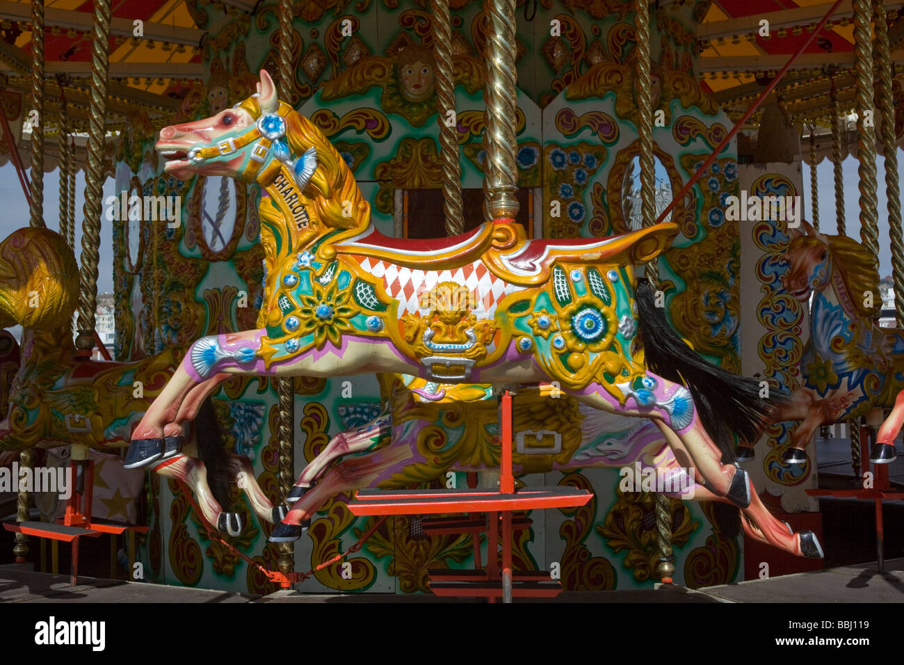 Carousel Horse Brighton England Stock Photo - Alamy