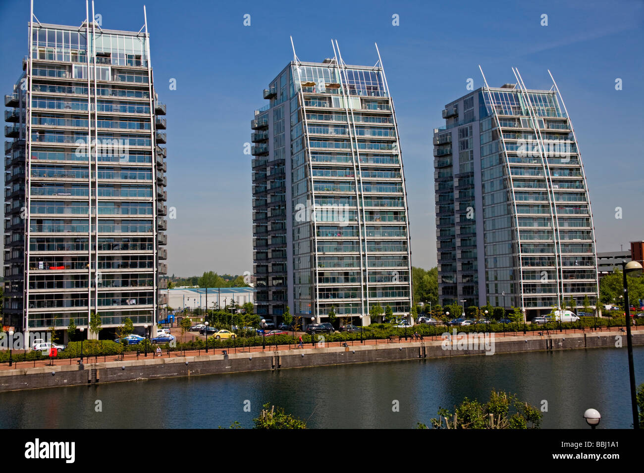 Building reflections salford quays manchester lancashire england ...