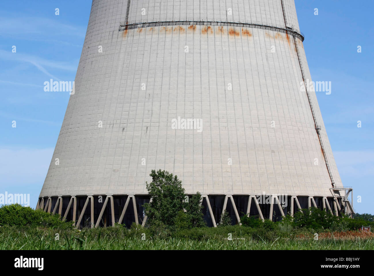 Chimney of a nuclear power plant station in the green nature Ohio OH ...