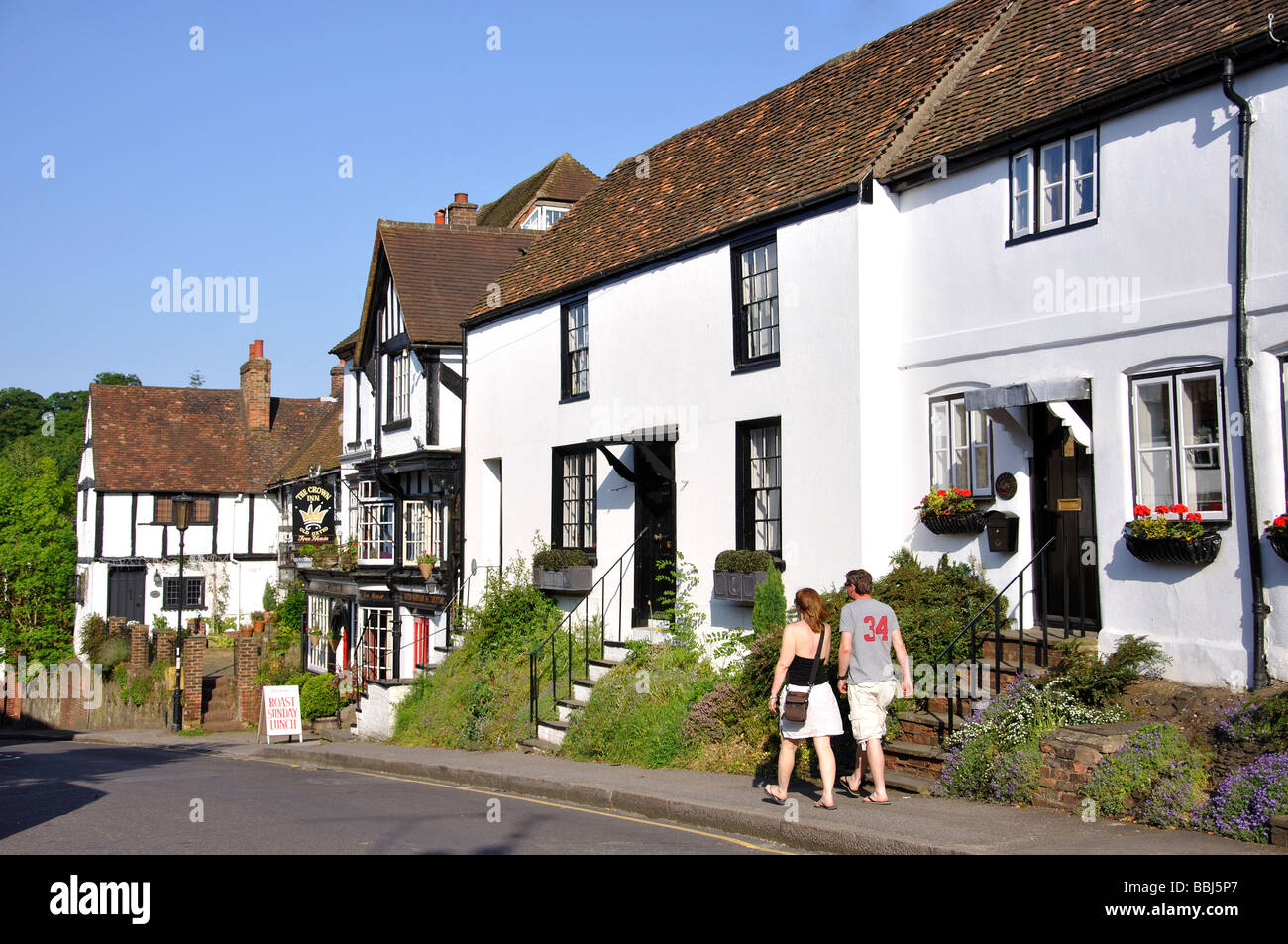 Period houses, High Street, Old Oxted Village, Oxted, Surrey, England ...