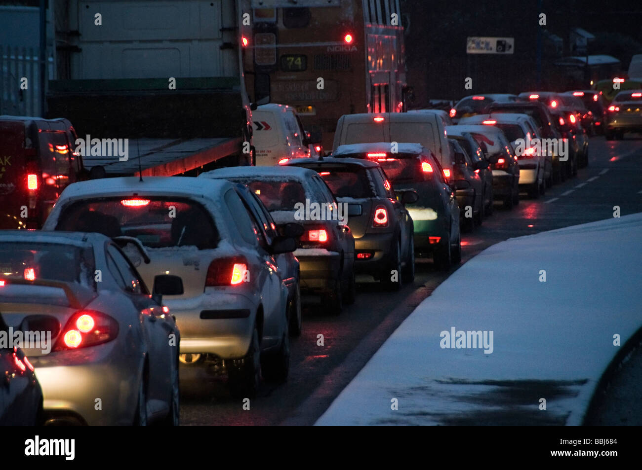 a queue of traffic in the morning rush hour Stock Photo - Alamy