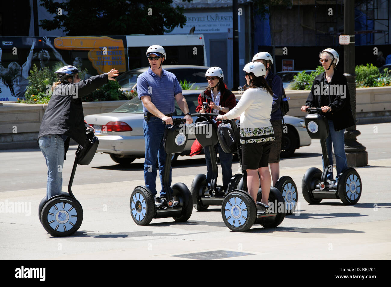 Segway riders on Michigan Avenue Chicago Illinois USA Tour group ...